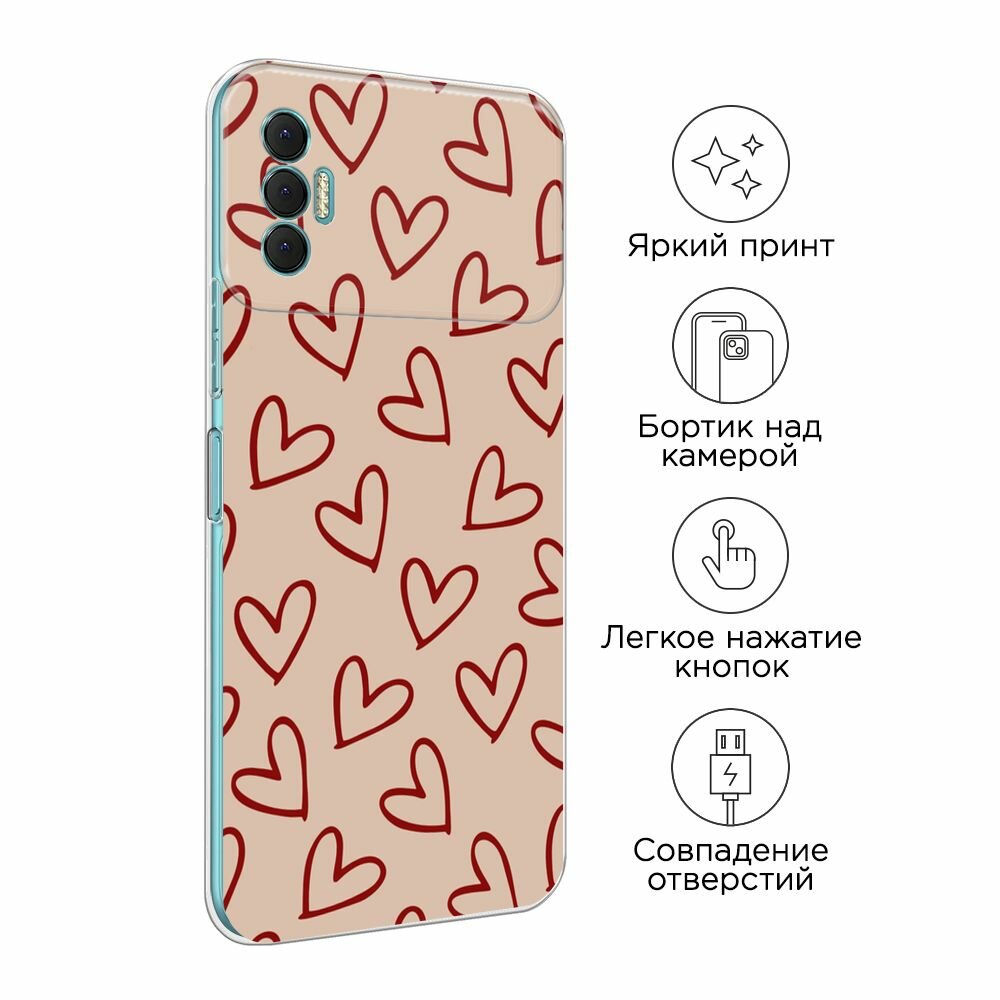 Чехол на Tecno Spark 8P / Техно Спарк 8P с принтом "Little hearts doodles 1 - 14 февраля" — фото 1