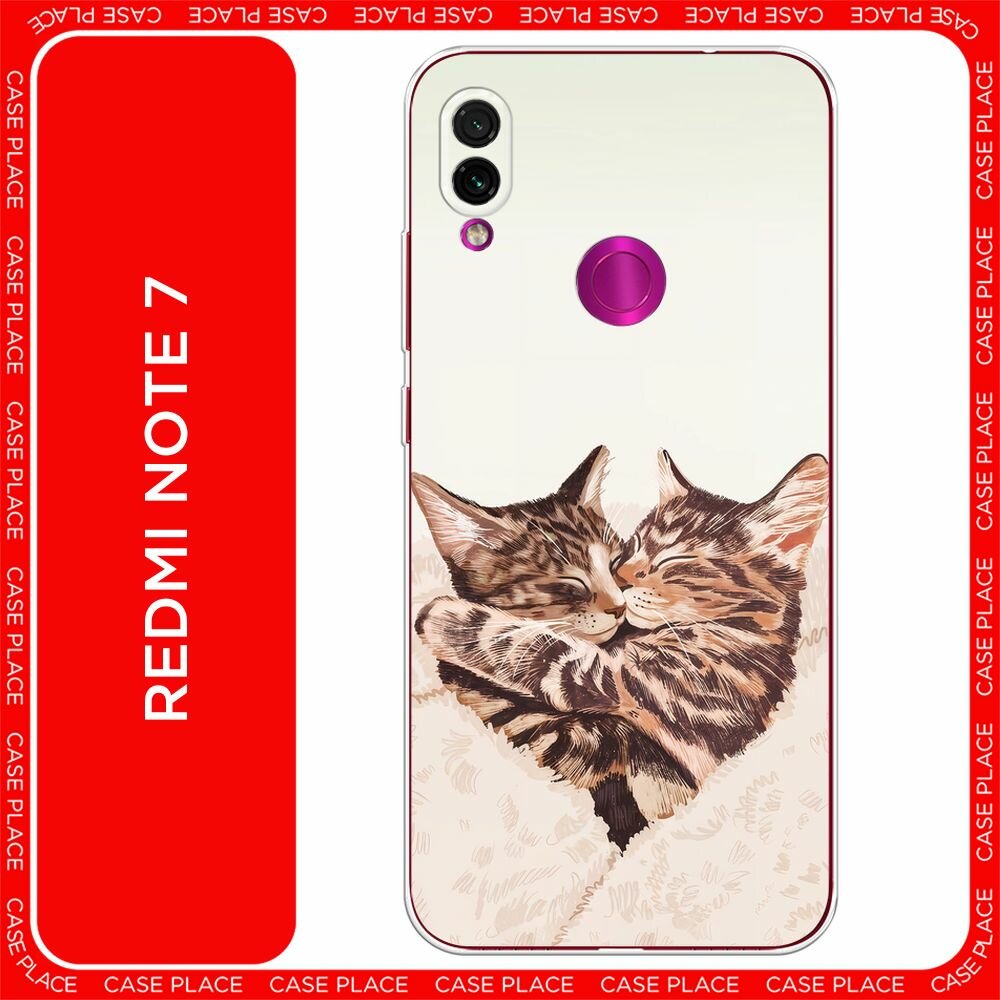 Чехол на Xiaomi Redmi Note 7 / Сяоми Редми Нот 7 с принтом "Влюбленные котейки - 14 февраля"