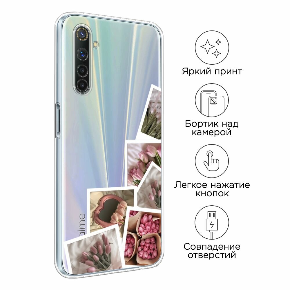 Чехол на Realme 6 / Реалми 6 с принтом "Весенние фото - 8 марта", прозрачный — фото 1