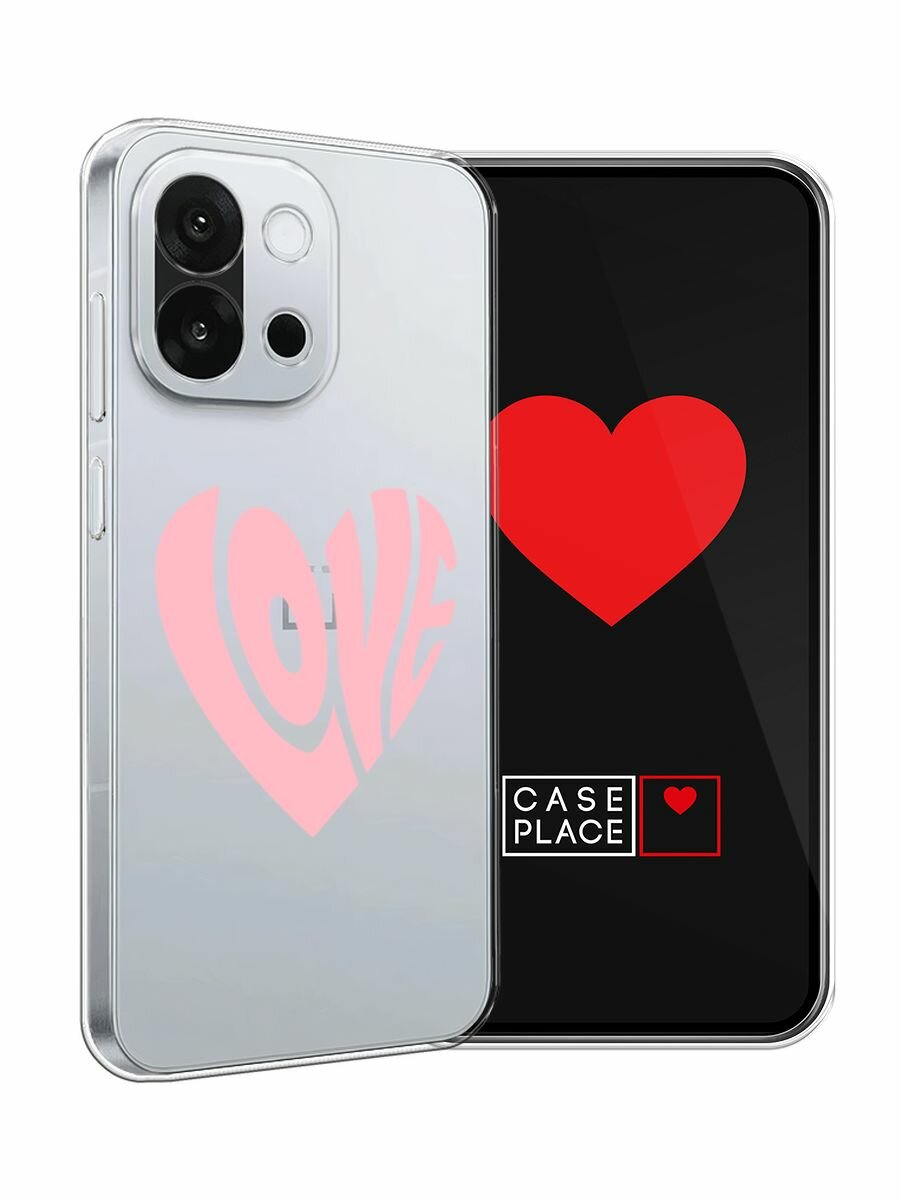 Чехол на OnePlus 13T / Ван Плас 13Т с принтом "Love heart 3 - 14 февраля", прозрачный — фото 1