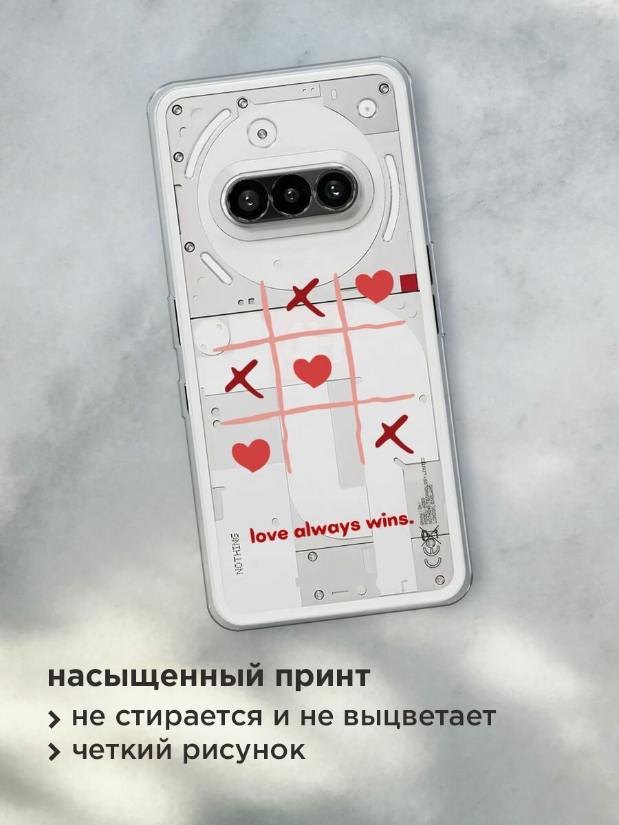 Чехол на Nothing Phone 3a / Нотинг Фон 3а с принтом "love always wins - 14 февраля", прозрачный — фото 1
