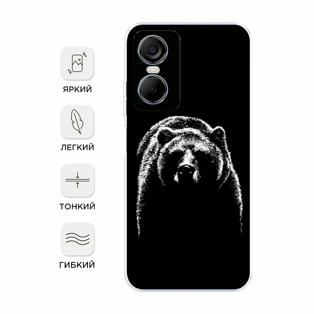 Чехол на Tecno Pop 6 pro / Техно Поп 6 Про с принтом "Медведь в ночи" — фото 1