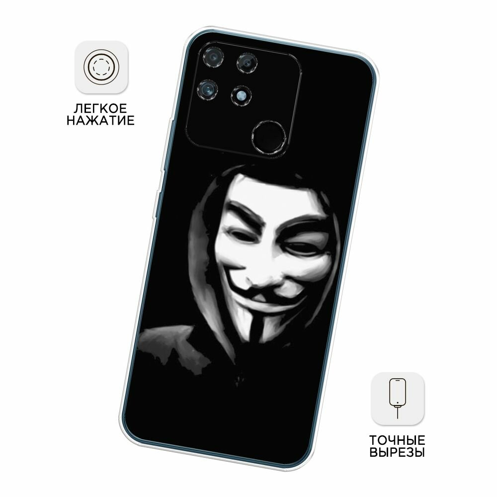Чехол на Realme Narzo 50A / Реалми Нарзо 50A с принтом "Анонимус" — фото 1
