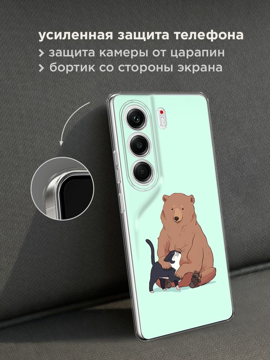 Чехол на Tecno Camon 40 Pro 5G / Текно Камон 40 Про 5G с принтом "Медведь и кошка дружба" — фото 1