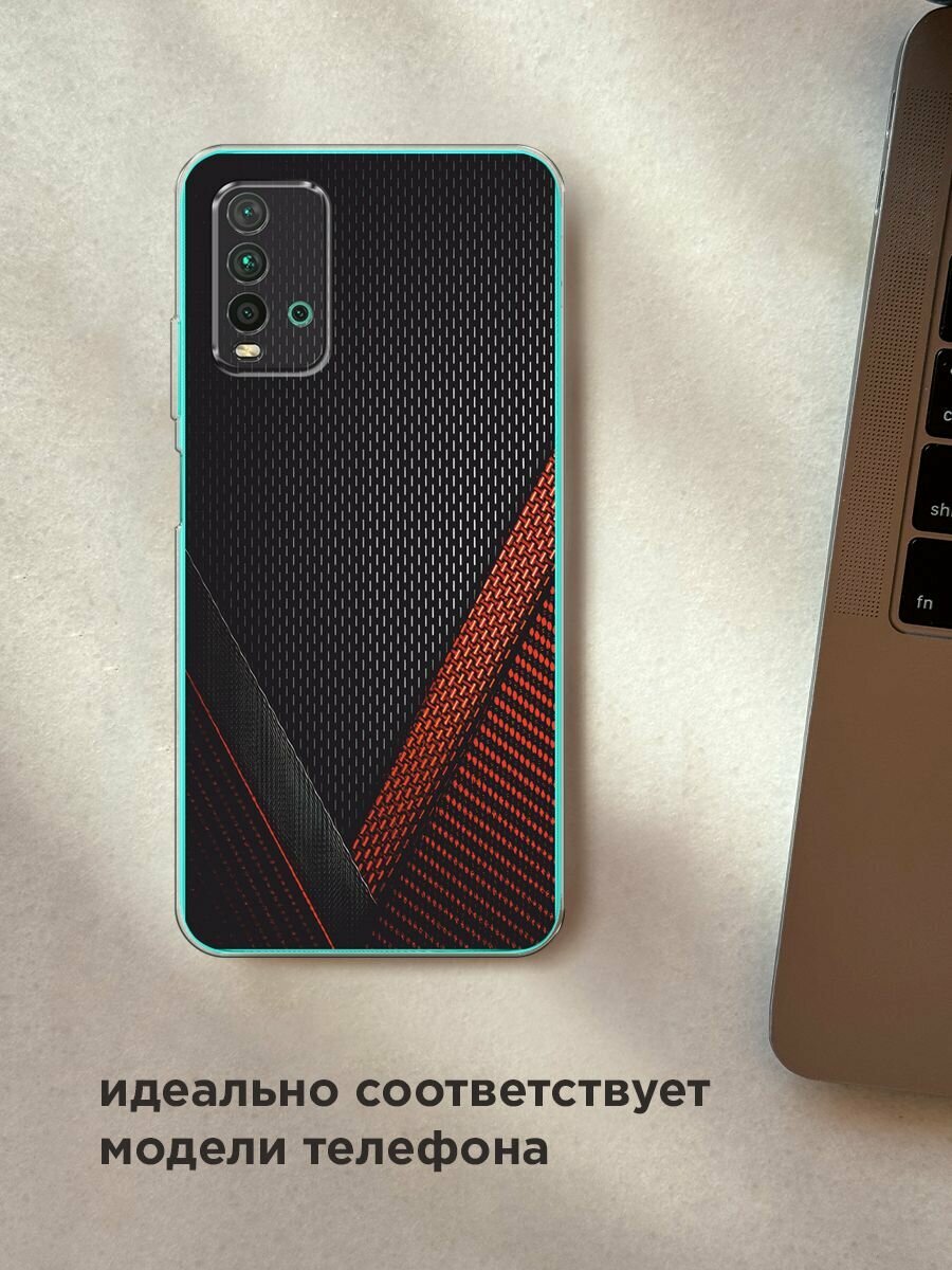 Чехол на Xiaomi Redmi 9T / Сяоми Редми 9Т с принтом "Красный карбон" — фото 1