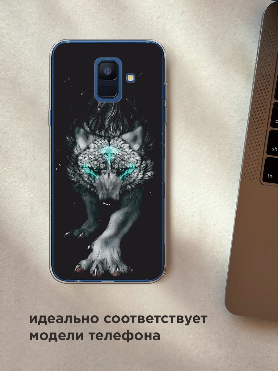 Чехол на Samsung Galaxy A6 / Самсунг Галакси А6 с принтом "Крадущийся волк" — фото 1