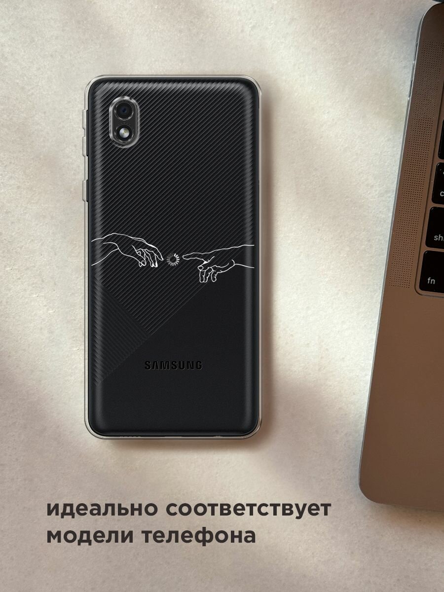 Чехол на Samsung Galaxy A01 Core / Самсунг Галакси А01 Core с принтом "Загрузка творения", прозрачный — фото 1