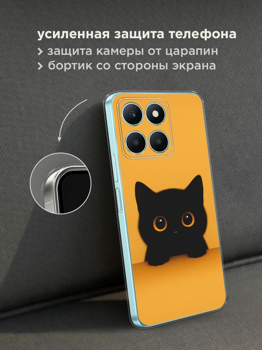 Чехол на Honor X6A / Хонор X6A с принтом "Контрастный котик" — фото 1