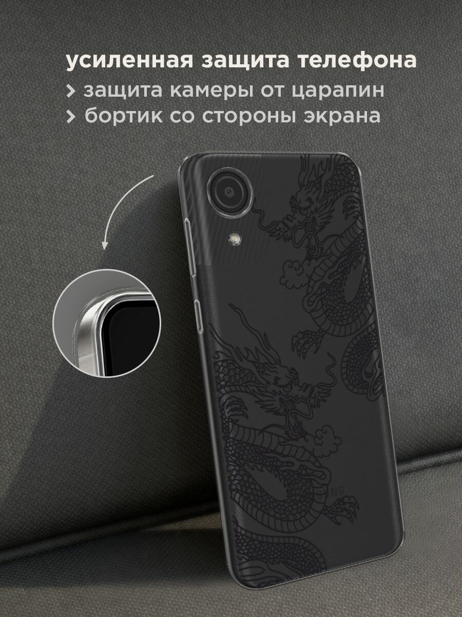 Чехол на Samsung Galaxy A03 Core / Самсунг Галакси А03 Core с принтом "Два китайских дракона", прозрачный — фото 1