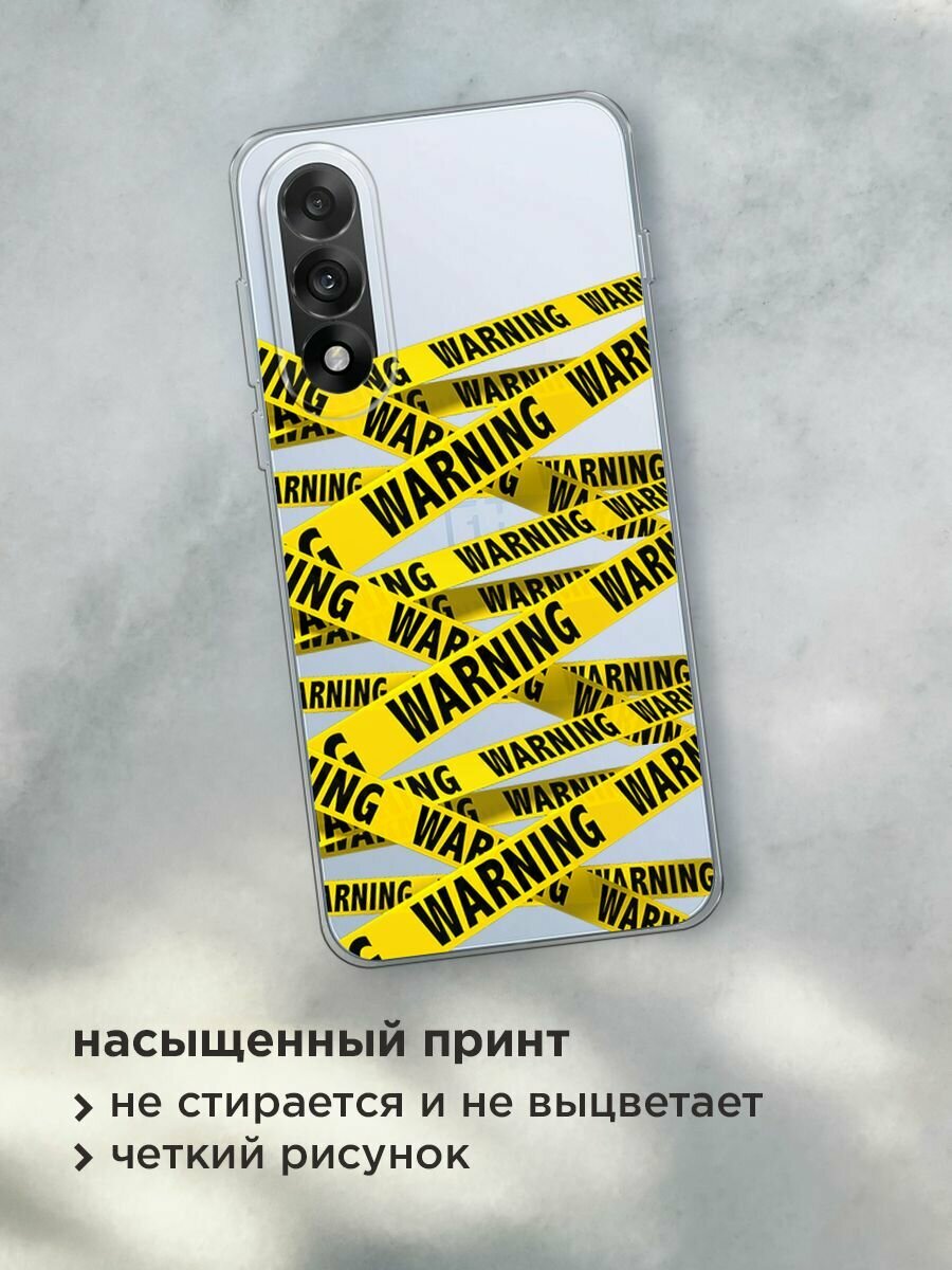 Чехол на OnePlus Nord 5 / Ван Плас Норд 5 с принтом "Warning!", прозрачный — фото 1