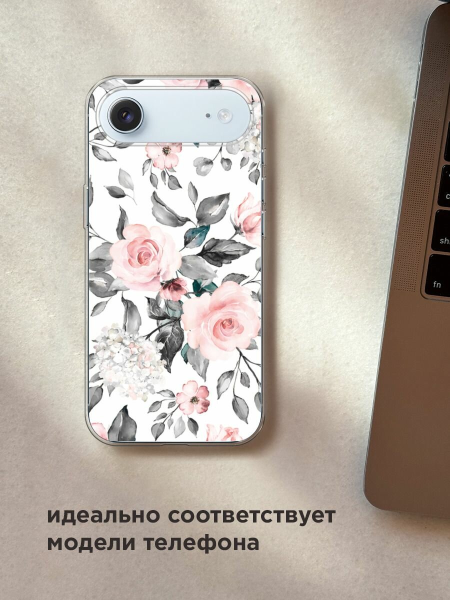 Чехол на Apple iPhone Air / Айфон Айр с принтом "Розы на белом" — фото 1