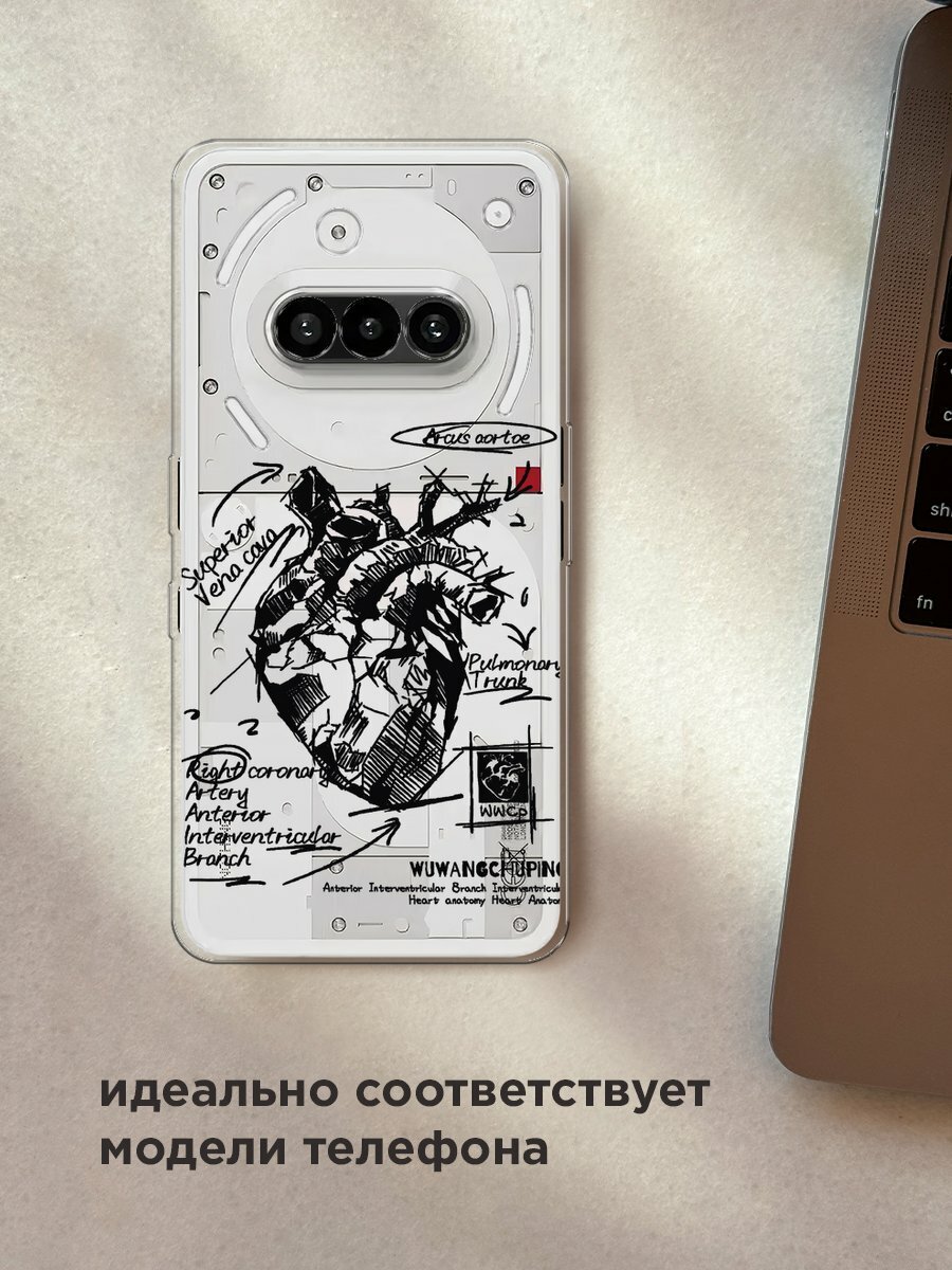 Чехол на Nothing Phone 3a / Нотинг Фон 3а с принтом "Анатомическое сердце 2", прозрачный — фото 1
