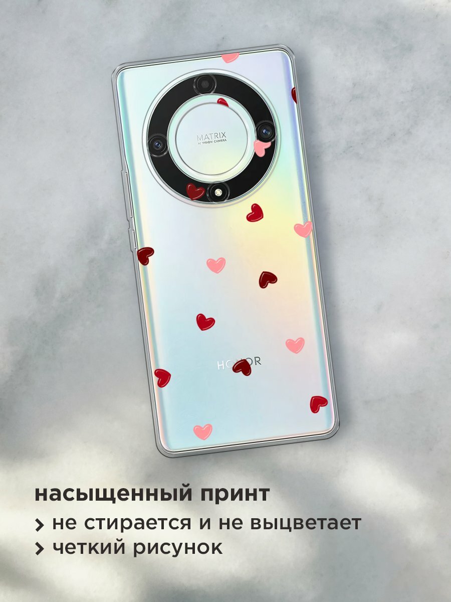 Чехол на Honor X9A / Хонор X9A с принтом "Бордовые сердечки 2" — фото 1