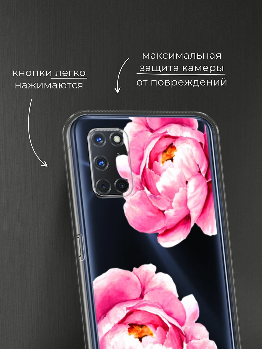 Чехол на Oppo A52/A72 / Оппо A52/A72 с принтом "Open peonies", прозрачный — фото 1