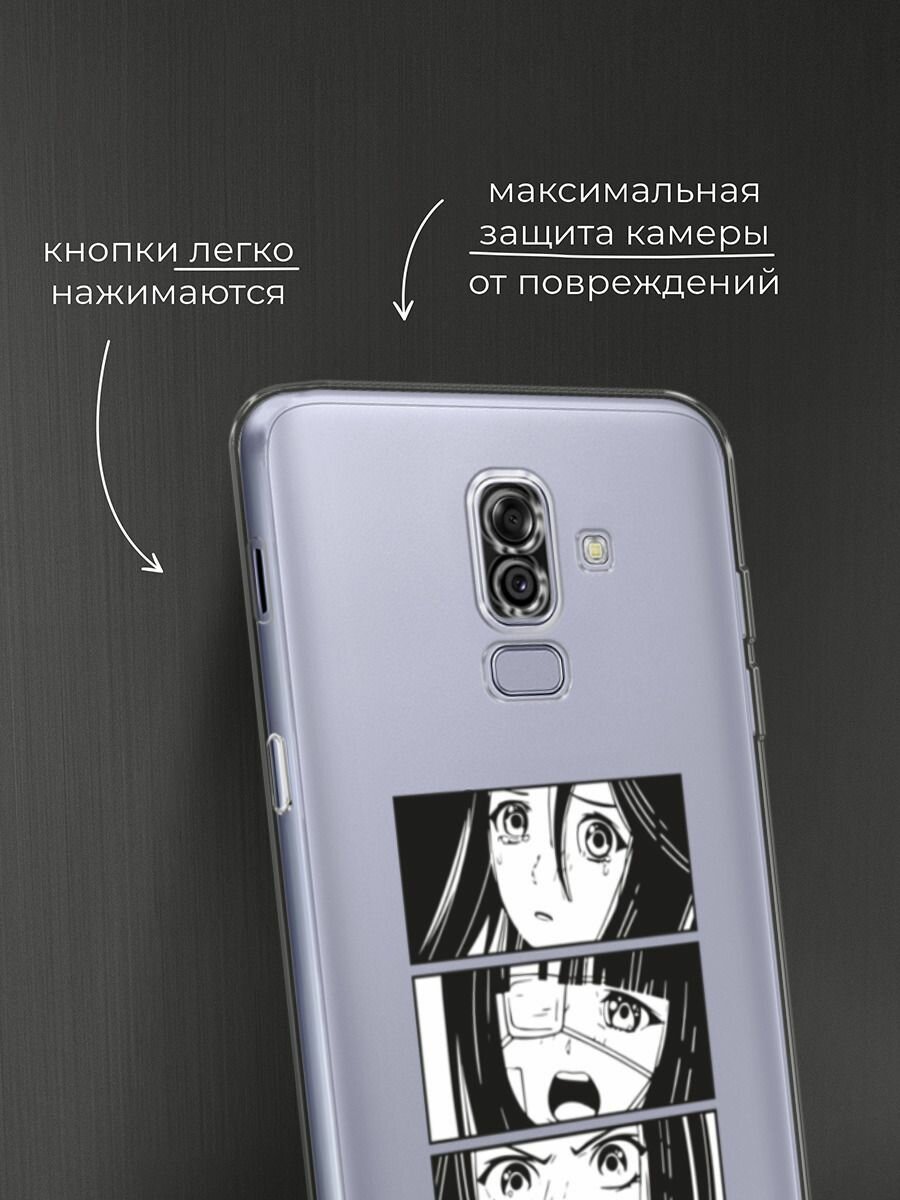 Чехол на Samsung Galaxy J8 / Самсунг Галакси Джей 8 с принтом "Tokyo girls", прозрачный — фото 1