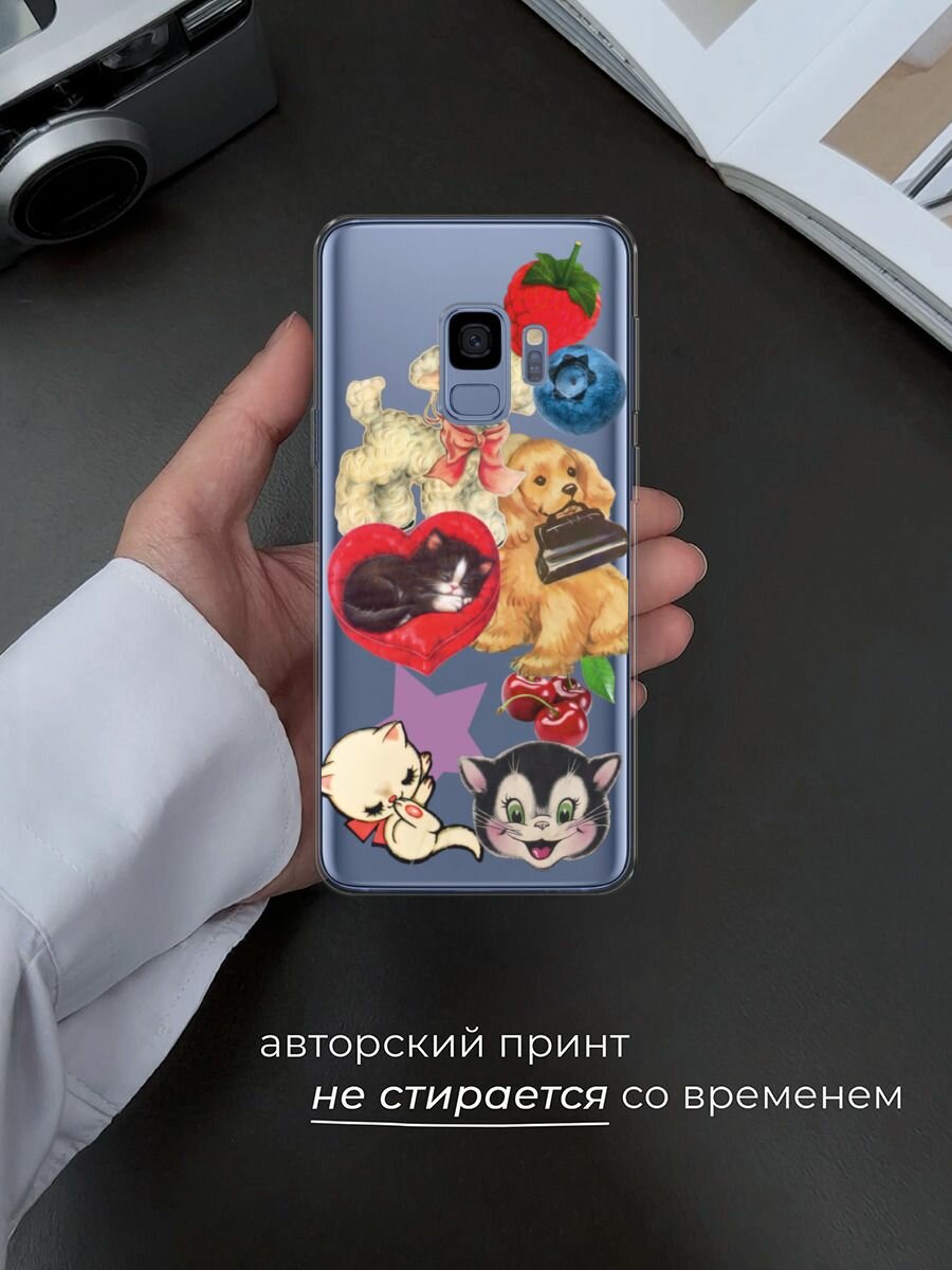Чехол на Samsung Galaxy S9 / Самсунг Галакси С9 с принтом "Милые стикеры", прозрачный — фото 1