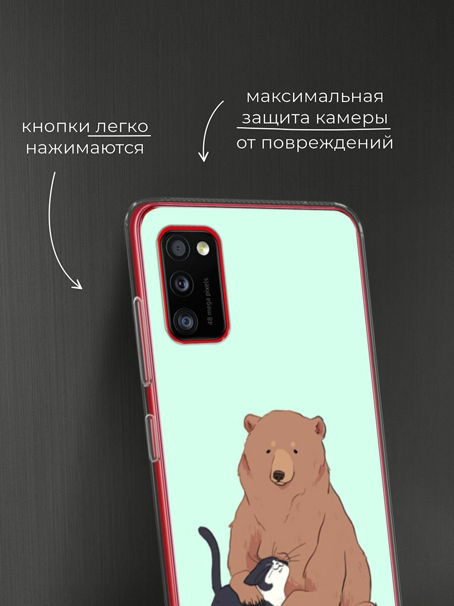 Чехол на Samsung Galaxy A41 / Самсунг Галакси А41 с принтом "Медведь и кошка дружба" — фото 1