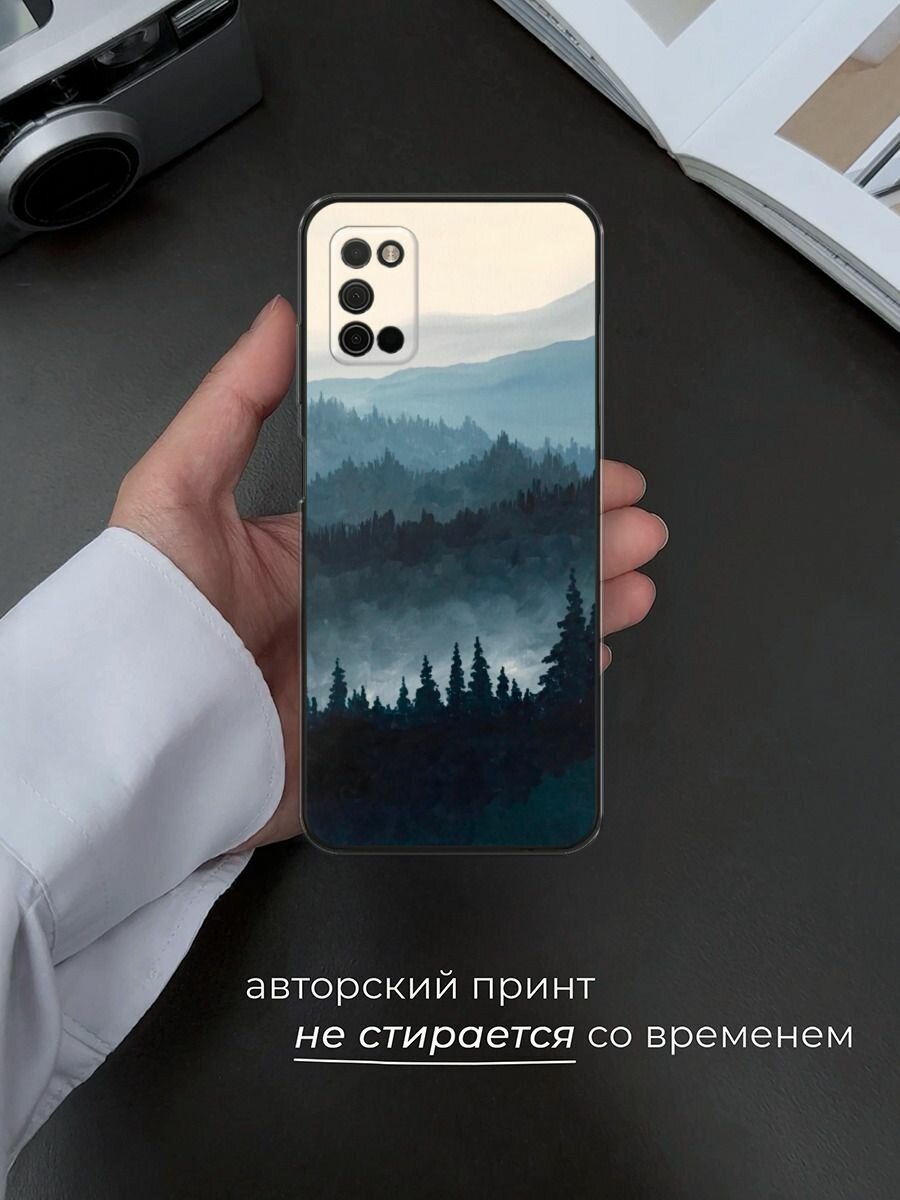 Чехол на Samsung Galaxy A03S / Самсунг Галакси A03S с принтом "Туманные горы" — фото 1
