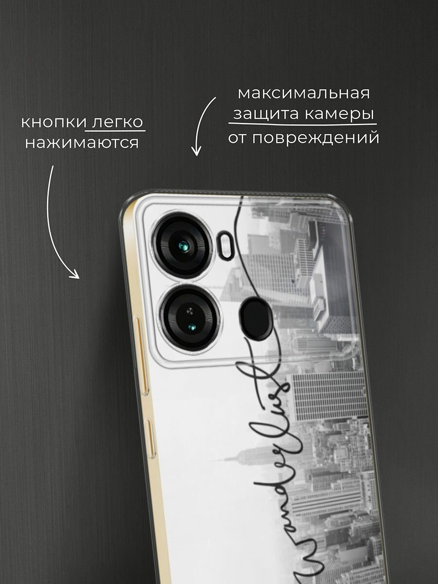 Силиконовый чехол на Itel P40 / Ител P40 с принтом "Черно город" — фото 1