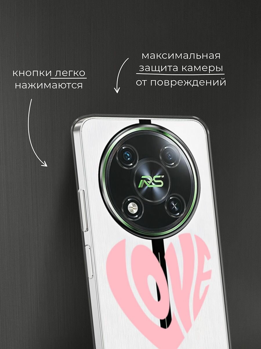 Чехол на Itel RS4 / Ител РС4 с принтом "Love heart 3 - 14 февраля", прозрачный — фото 1