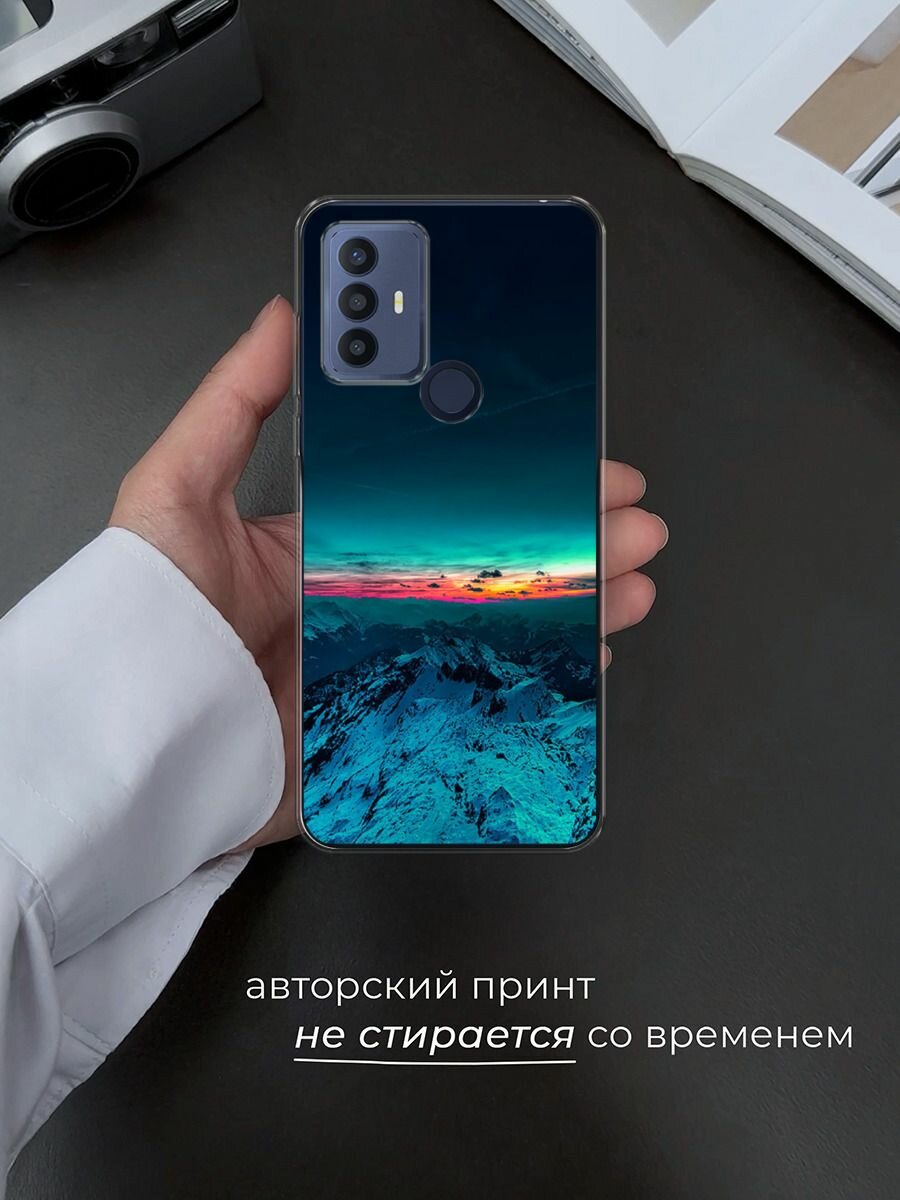 Чехол на TCL 30E/30 SE/305/306 / ТСЛ 30E с принтом "Закат в горах" — фото 1