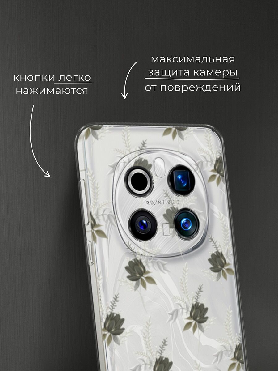 Чехол на Honor Magic 7 Pro / Хонор Мэджик 7 Про с принтом "Паттерн цветы сепия" — фото 1