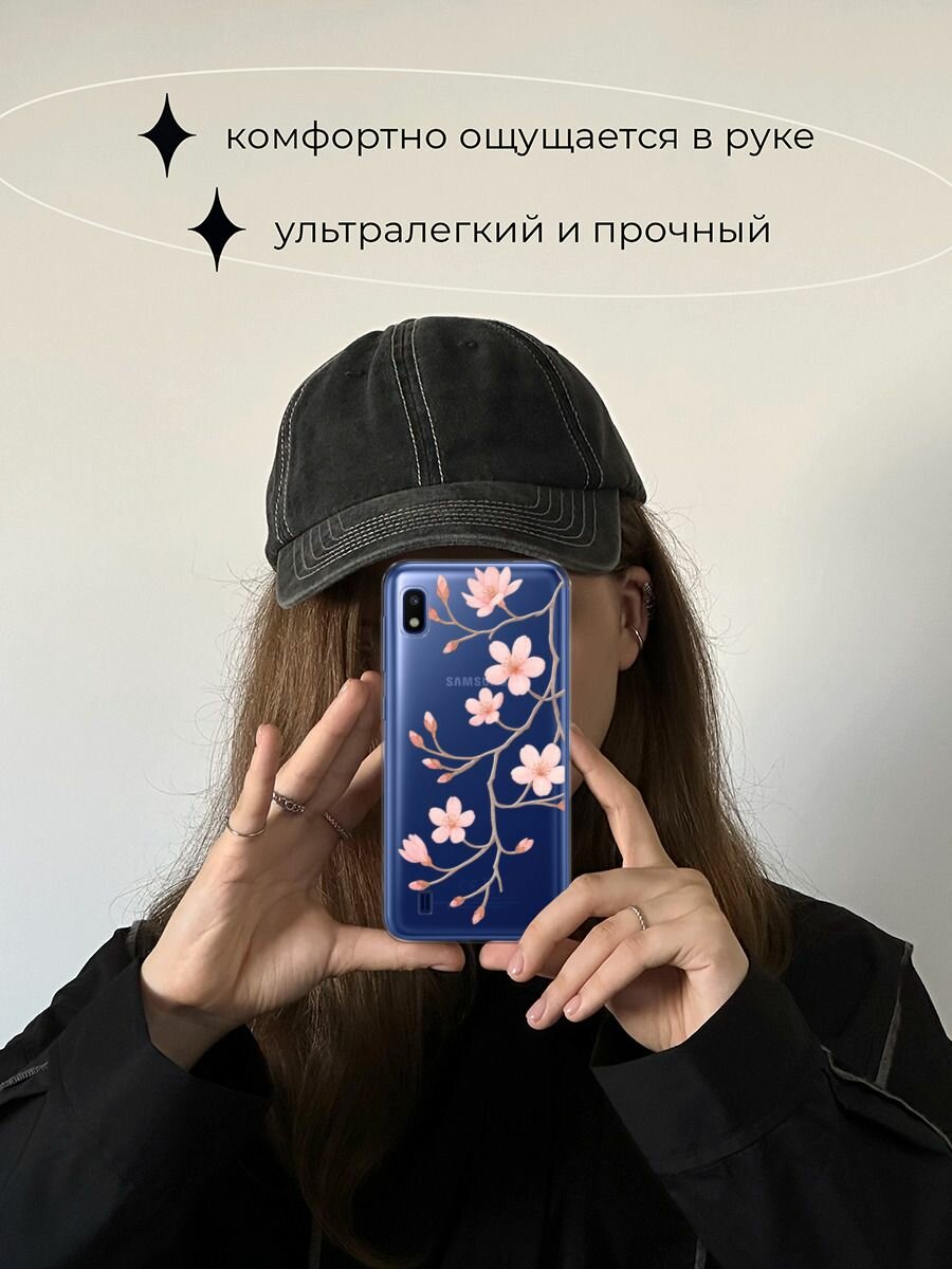 Чехол на Samsung Galaxy A10 / Самсунг Галакси А10 с принтом "Веточка распускающейся сакуры 2" — фото 1