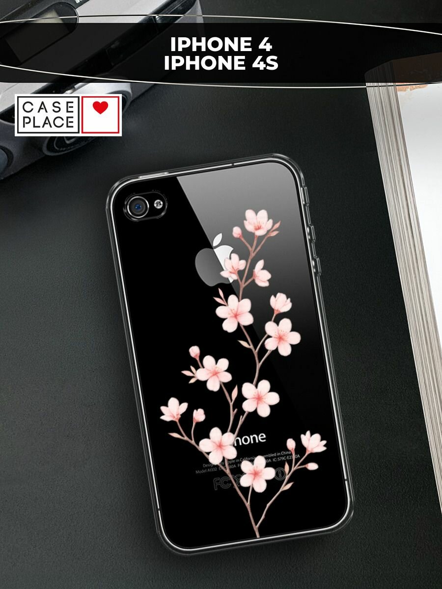 Чехол на Apple iPhone 4/4S / Айфон 4/4S с принтом "Веточка сакуры 2"