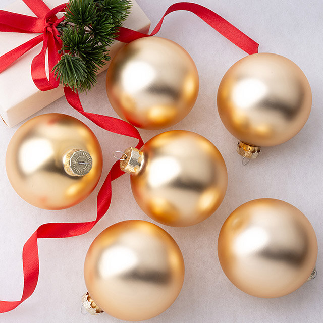 Набор стеклянных шаров 8 см золотой матовый, 6 шт, Winter Deco, 5010006