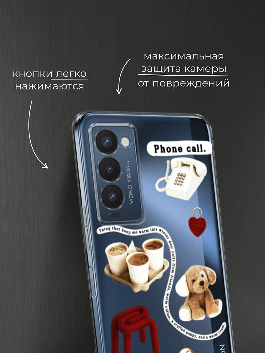 Чехол на Tecno Camon 18P / Техно Камон 18Р с принтом "Phone call", прозрачный — фото 1