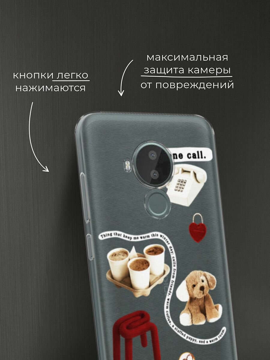 Чехол на Nokia C30 / Нокия C30 с принтом "Phone call", прозрачный — фото 1