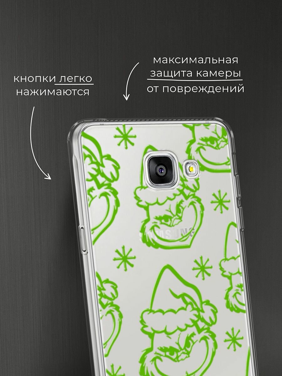 Чехол на Samsung Galaxy A5 2016 / Самсунг Галакси А5 2016 с принтом "Зеленый Гринч 3" — фото 1
