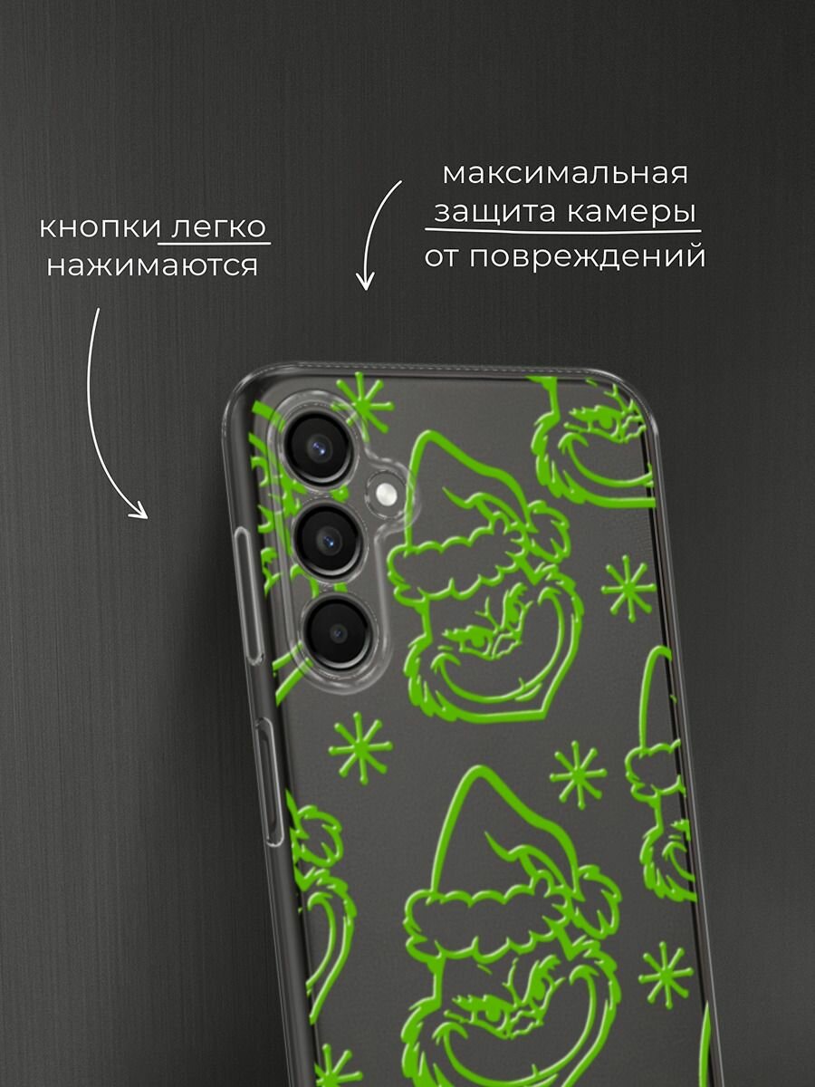 Чехол на Samsung Galaxy A24 / Самсунг Галакси A24 с принтом "Зеленый Гринч 3" — фото 1