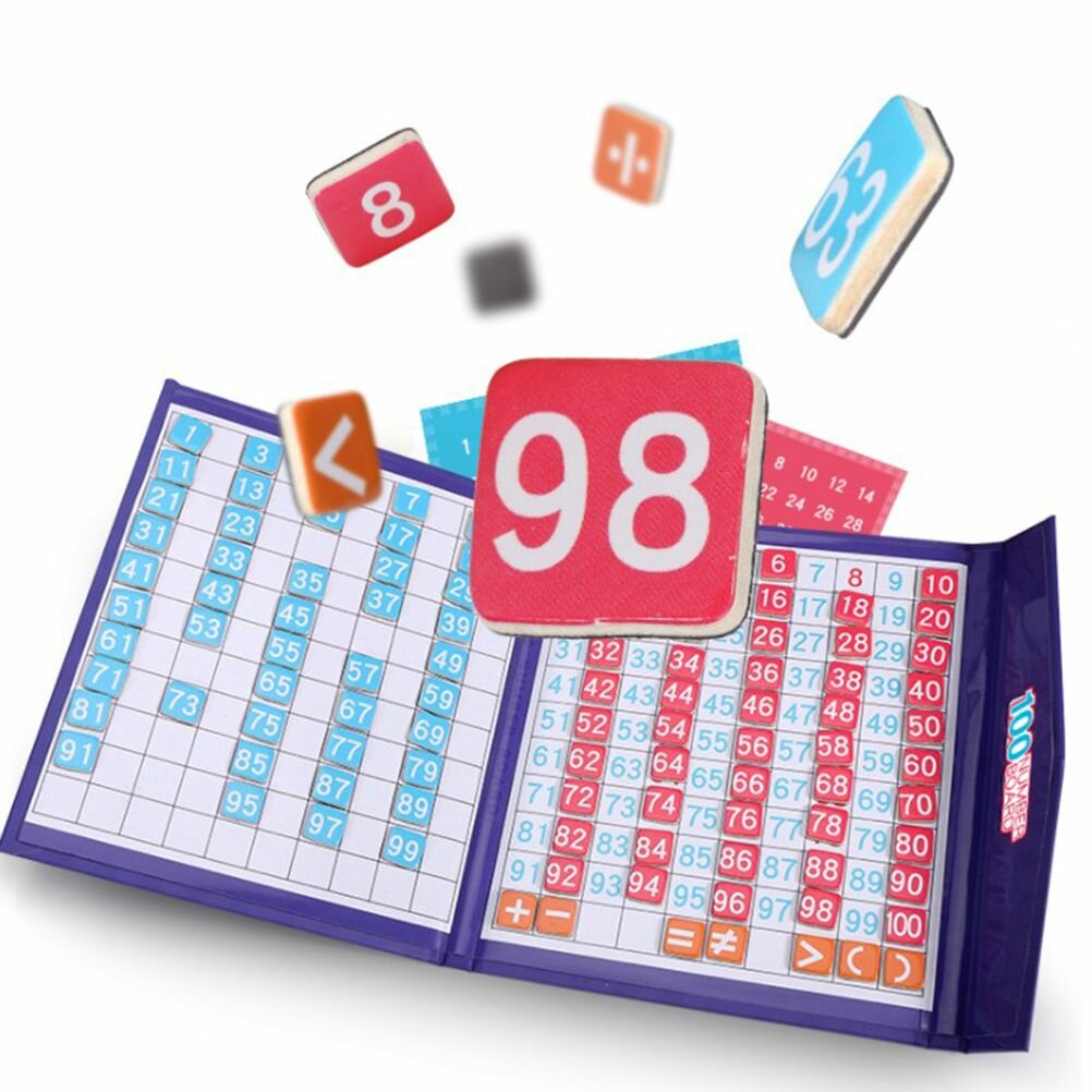 Магнитная доска со сто цифр для детей, обучение математике от 1 до 100, игрушка в подарок, математическая обучающая деревянная игрушка
