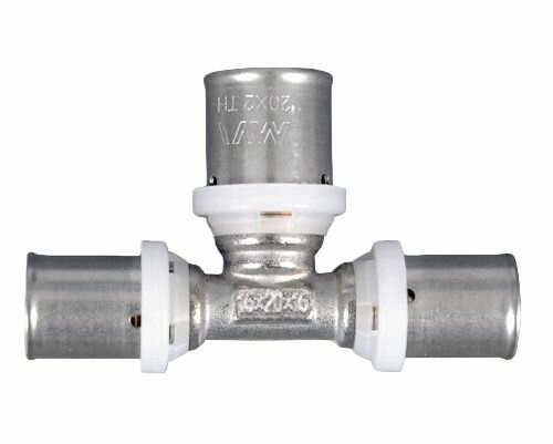 Тройник пресс-фитинг MVI 20x16x16 мм, латунь никелированная