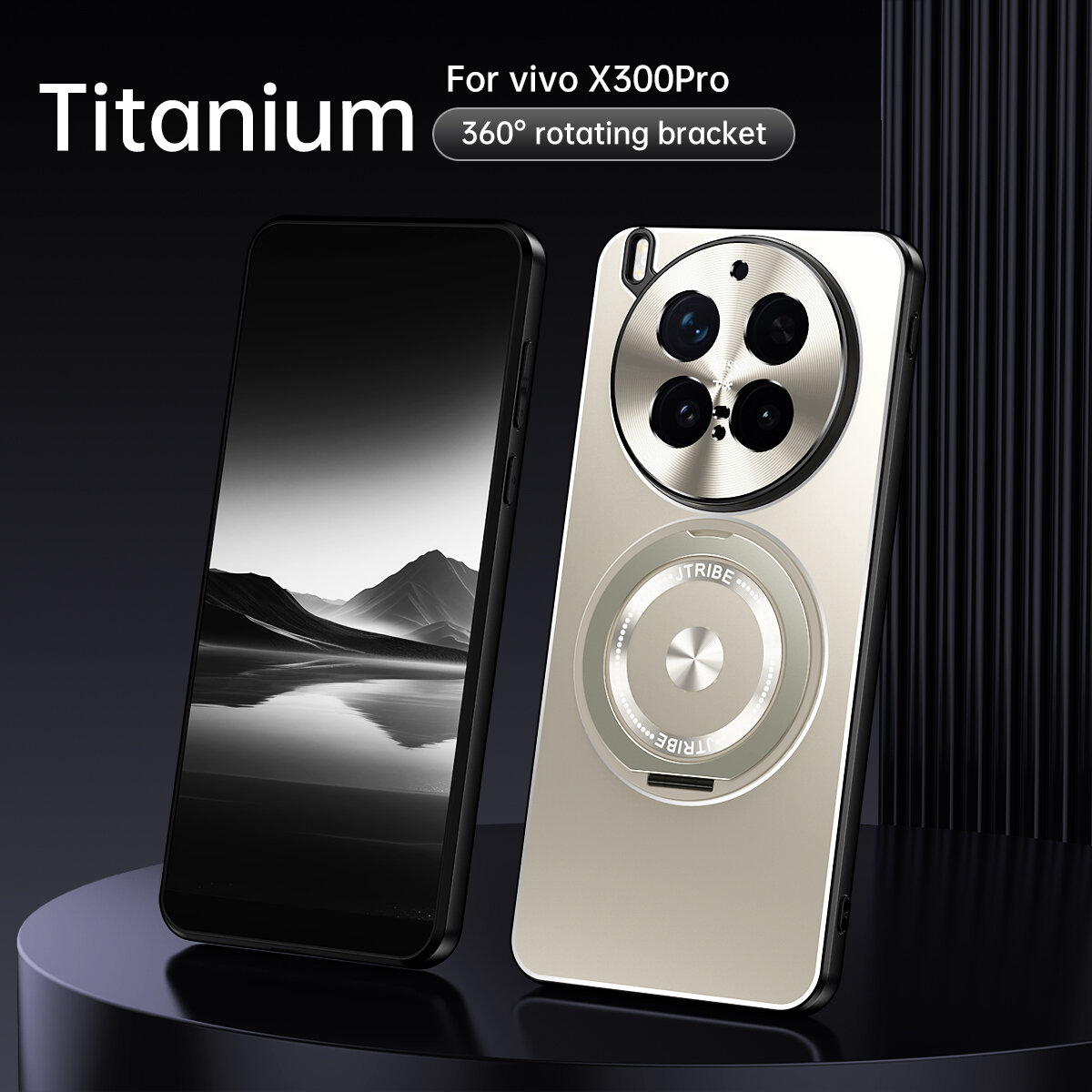 Чехол Для Vivo X300 Pro/Виво X300 Про, soft touch, чехол-кардиомонитор, поликарбонат (PC), защита камеры, ударопрочный, встроенная подставка, усиленные углы, Vivo, Vivo X300 Pro, титан,