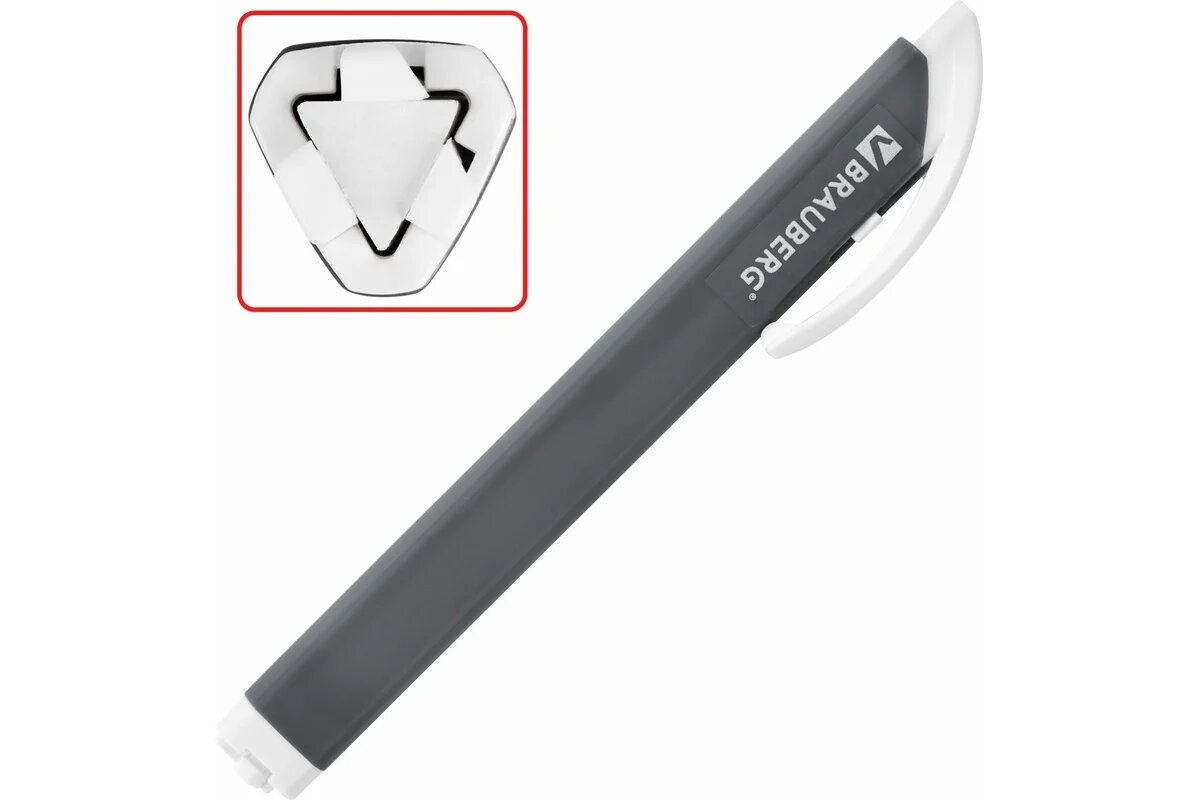 BRAUBERG TRIOS выдвижной ластик с 2 сменных ластика 124х12х12 графитовый корпус 272692