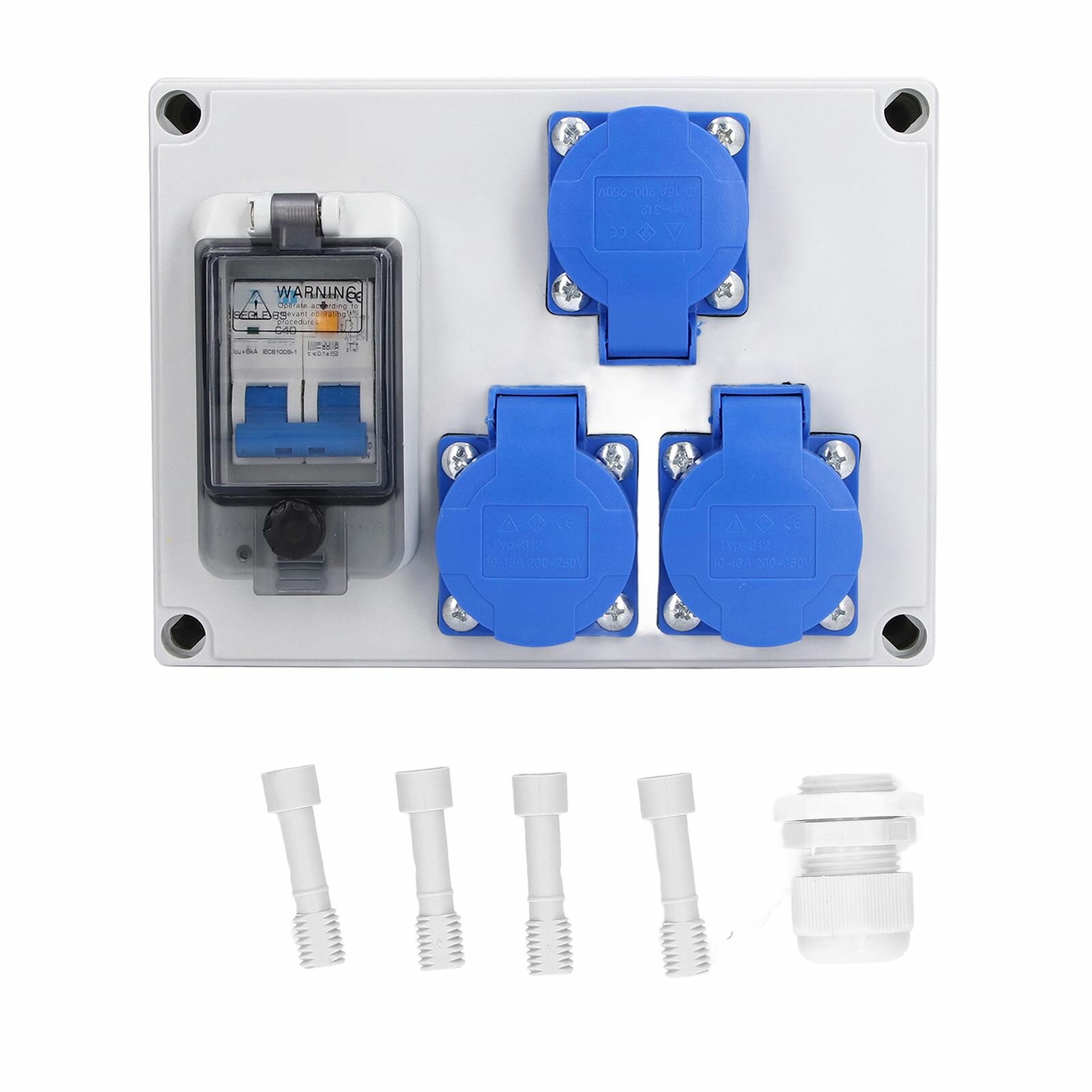 Настенная розетка, двойная немецкая розетка, 200 250 В, 230 В, 40 А, 1 П+Н, УЗО