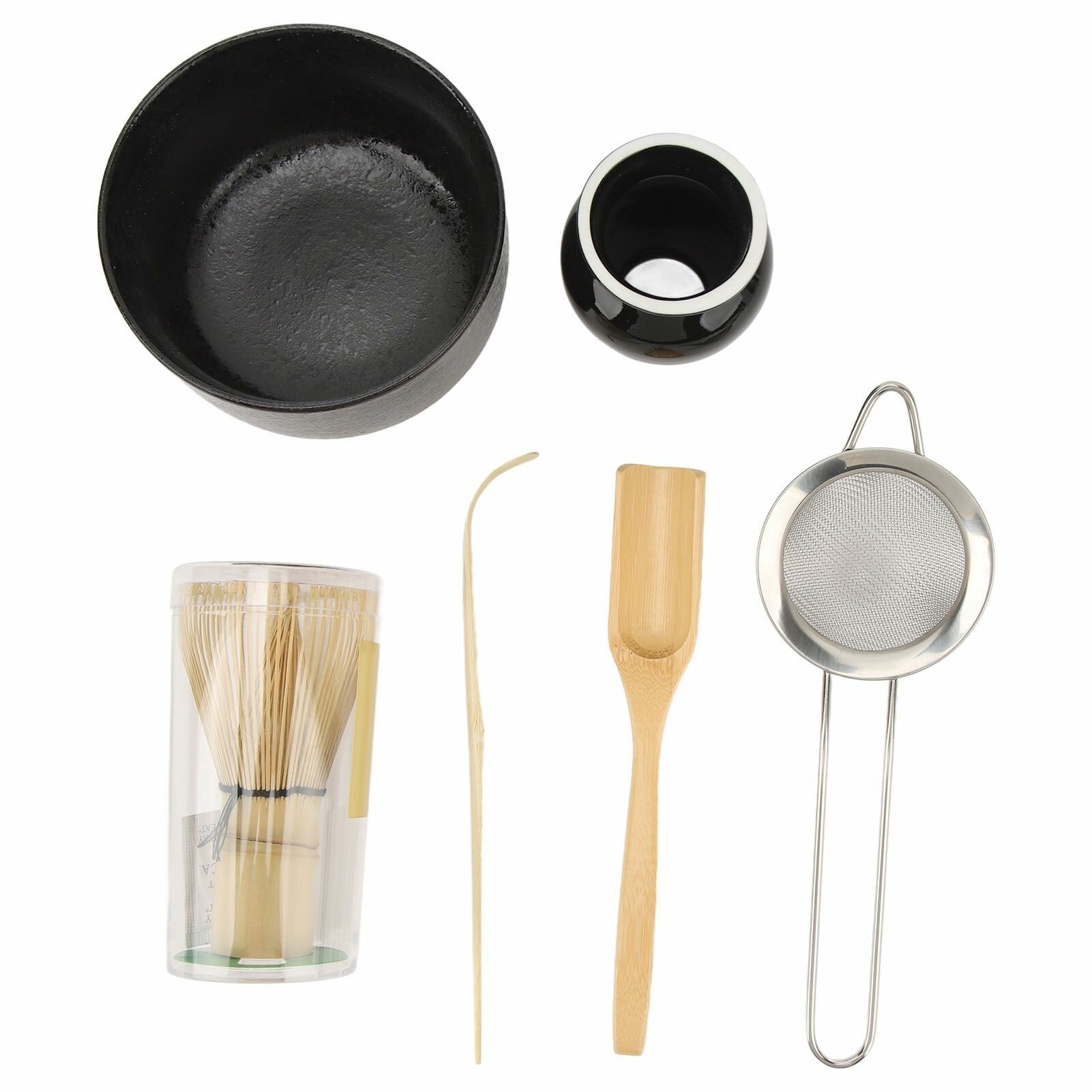 Набор матча, традиционный чайный венчик, чайная ложка, чаша с фильтром, набор для церемоний ручной работы для приготовления нежного чая, черный