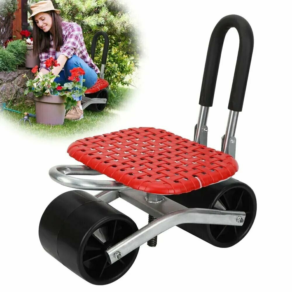 Тележка-табурет для сбора урожая – водонепроницаемое сиденье, колеса для теплиц (груз 120 кг, регулируемая высота)