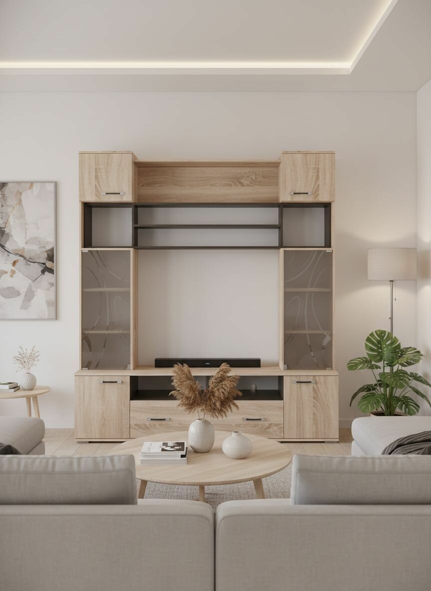 Гостиная ARNIKA Дуб Сонома/Венге, современная, модульная, ЛДСП, 190х209х42 см