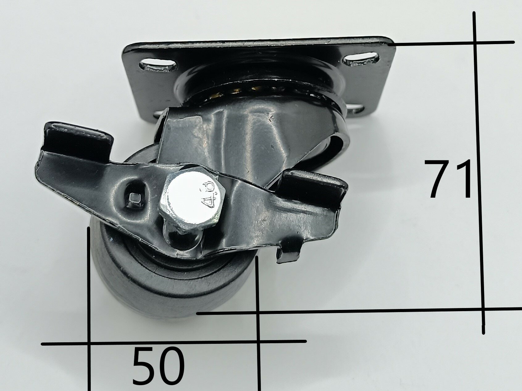 Колесо с тормозом викарт 50 мм с низким центром тяжести