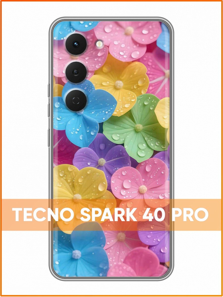 Чехол для Tecno Spark 40 Pro с принтом для женщин с цветочками (Техно Спарк 40 Про)