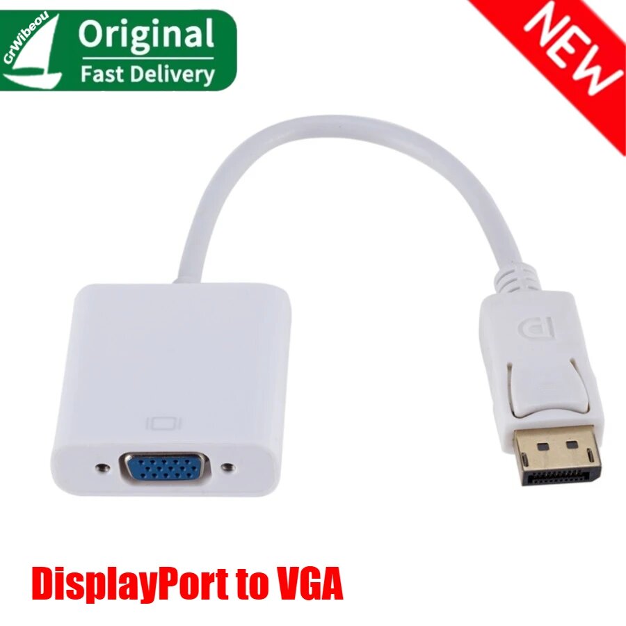 GRWIBEOU Адаптер DisplayPort в VGA White