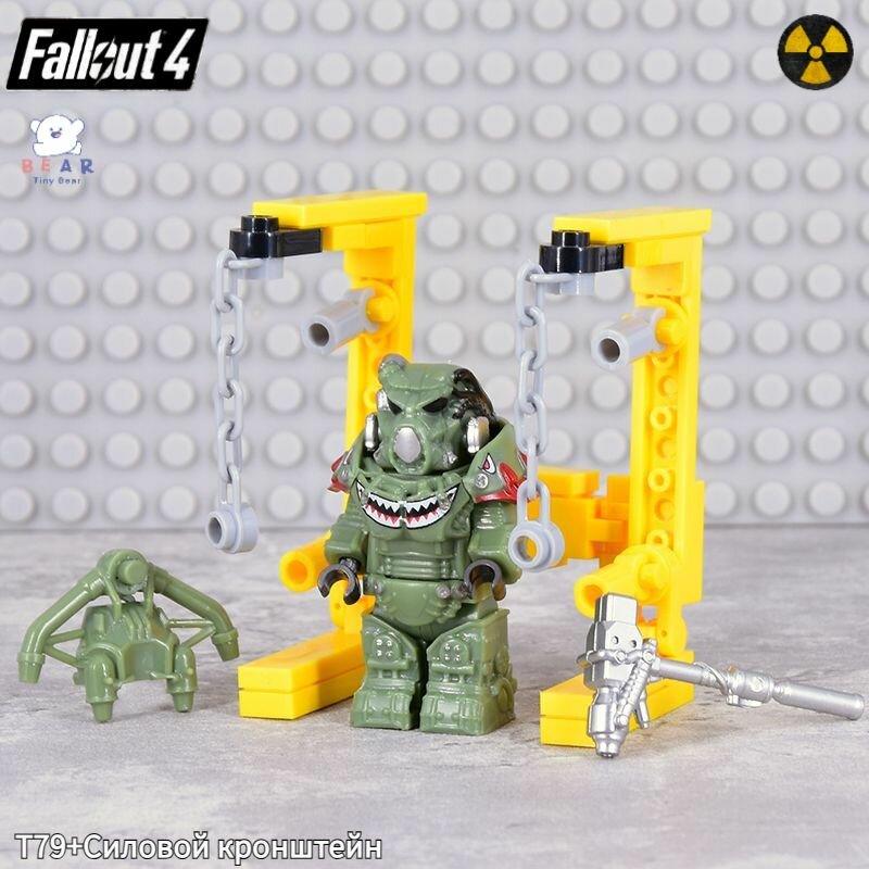 Минифигурка из строительного блока силовой брони Fallout экзоскелета, модель строительного блока силового кронштейна радиации, игра Radiation 4, совместимы с легo конструкторами