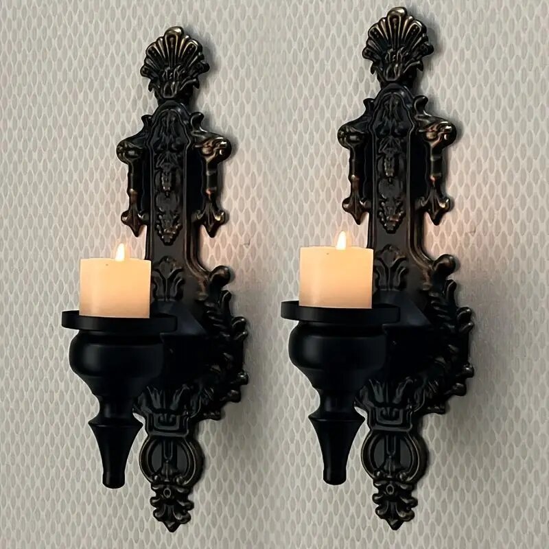 Два настенных подсвечника из кованого железа Type A black 2pcs