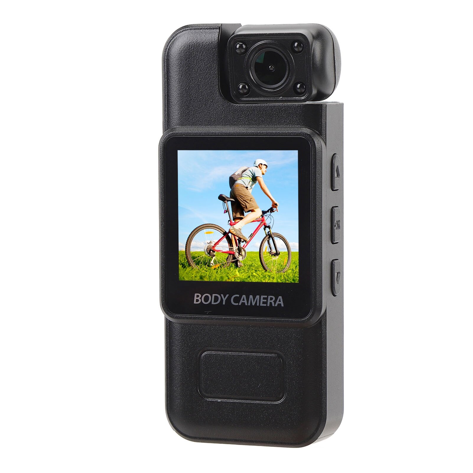 Носимая камера 4K HD с вращающимся на 180 градусов объективом, функцией обнаружения движения, циклической записью, карманным видеорегистратором с задним зажимом и дисплеем 1,3 дюйма