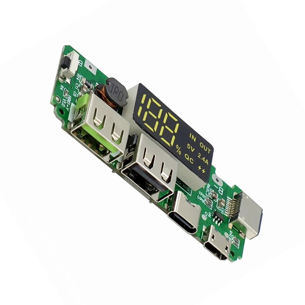 Модуль зарядки цифрового дисплея литиевой батареи 18650 с дисплеем-три порта зарядки