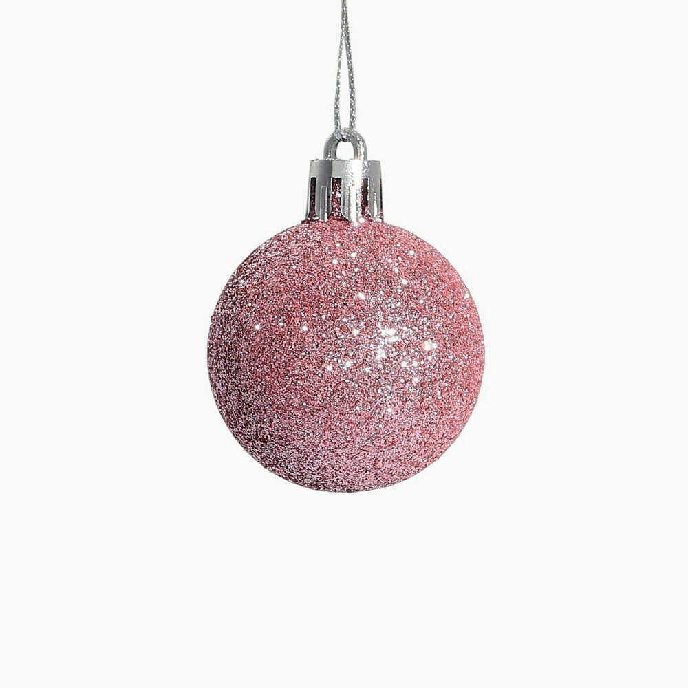 Набор шаров пластик d-4 см, 16 шт "Глэдис диско" серебро розовый