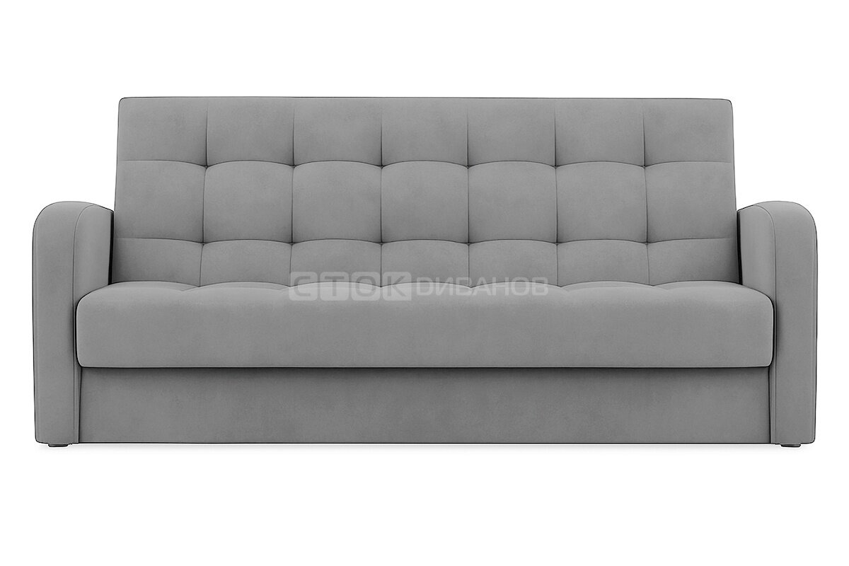 Диван Сток Диванов Диего-2 Ash светло-серый велюр 224 см, механизм книжка